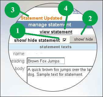 5. Looking at the live version, the button text "Statement" should ...